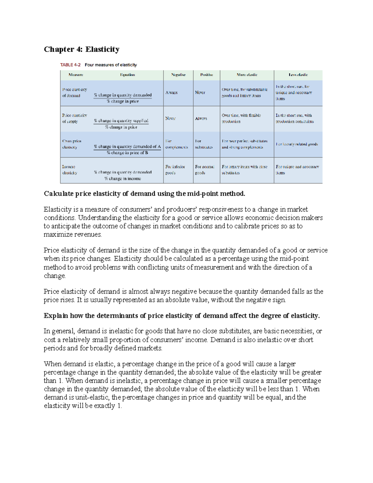 Micro study guide test 2 - Chapter 4: Elasticity Calculate price ...