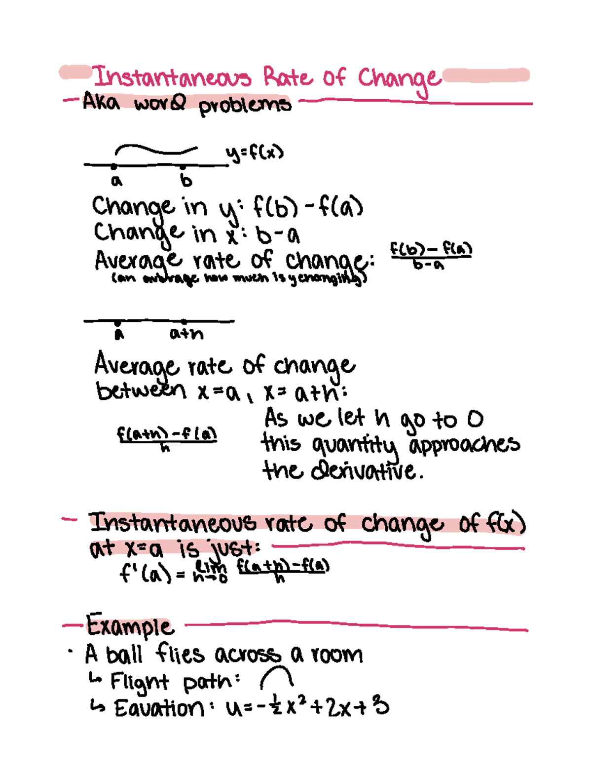 Instantaneous Rate of Change (Lecture 8) - MA 16010 - Studocu