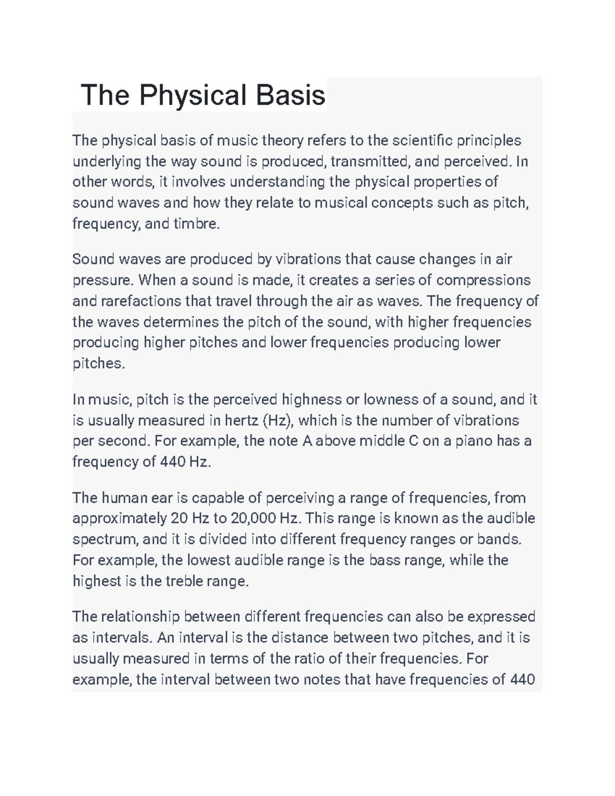 The Physical Basis - Summary kind of - The Physical Basis The physical ...