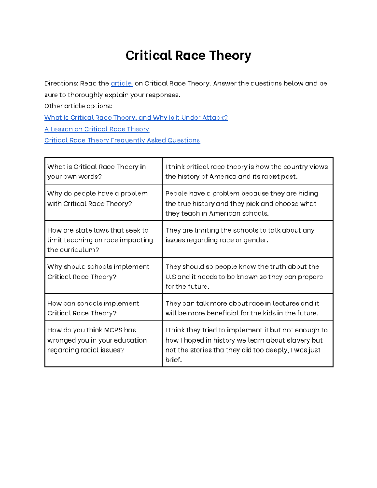 Mikael Mengistu - Critical Race Theory - Critical Race Theory ...