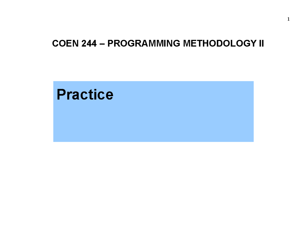Polymorphism Case Study Solutions programming - 1 Practice COEN 244 – PROGRAMMING METHODOLOGY II ...