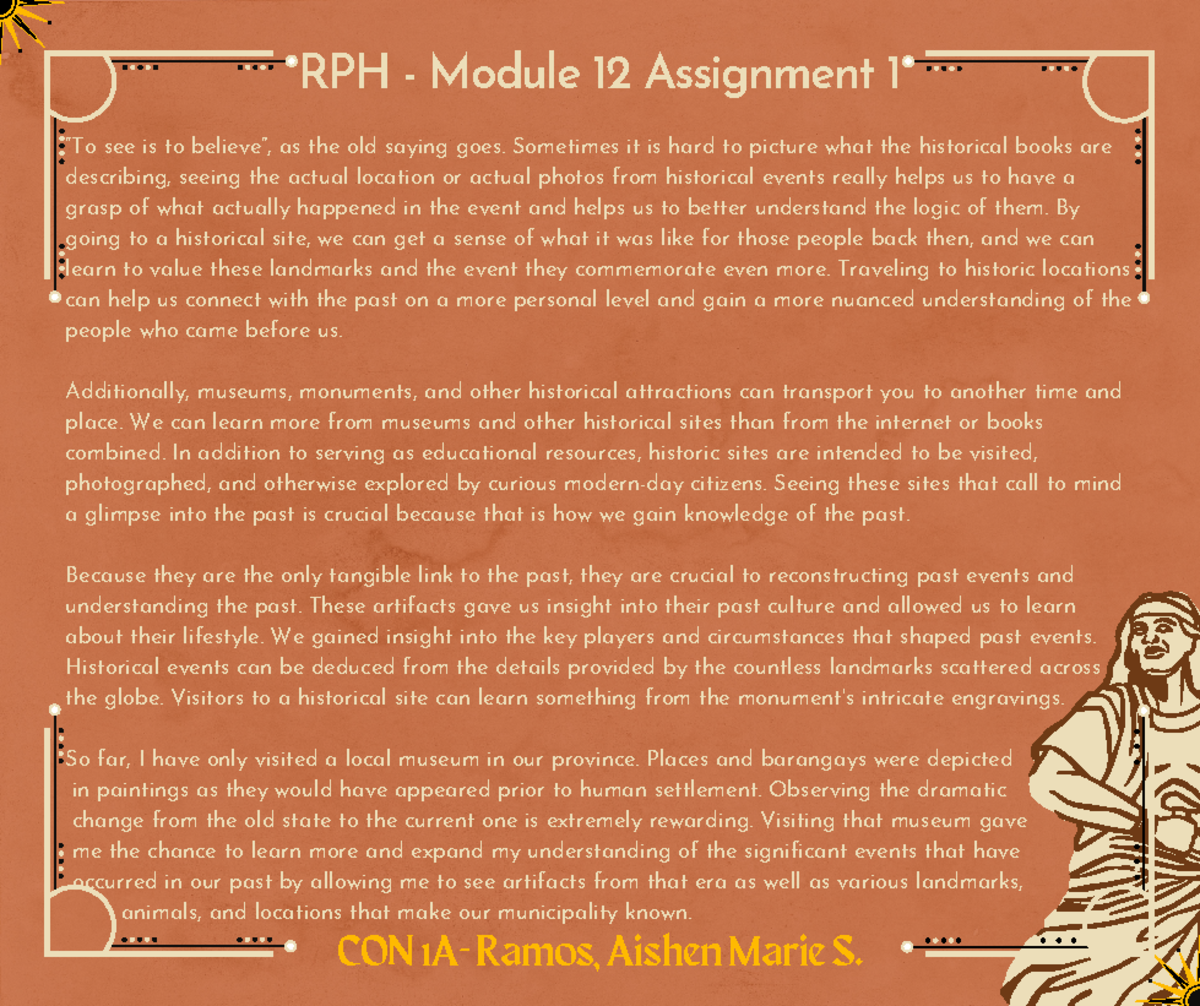 RPH Module 12 Assignment 1 - “To see is to believe”, as the old saying goes. Sometimes it is ...