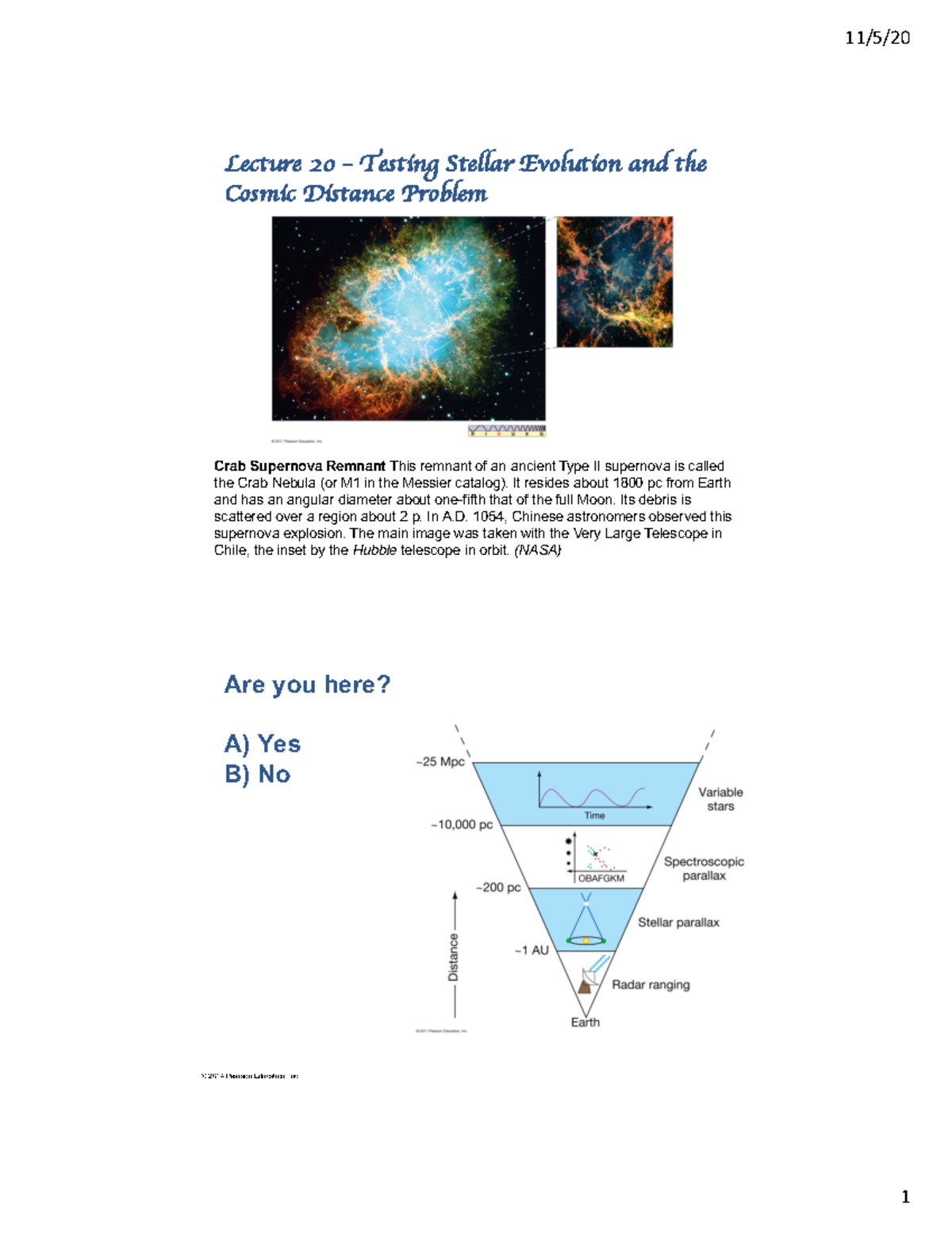 Lecture 20 Student Notes - Lecture 20 – Testing Stellar Evolution and ...
