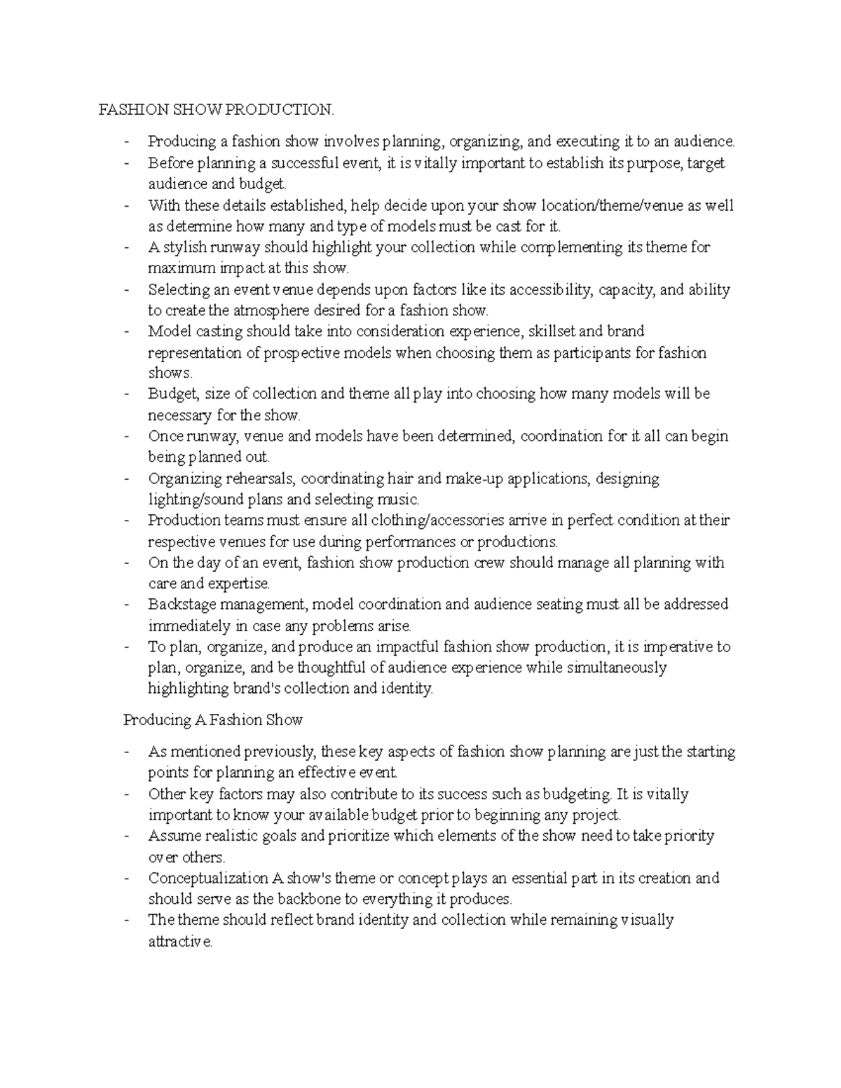FTT 110 Notes 29 - global textile and fashion industry; an overview of ...