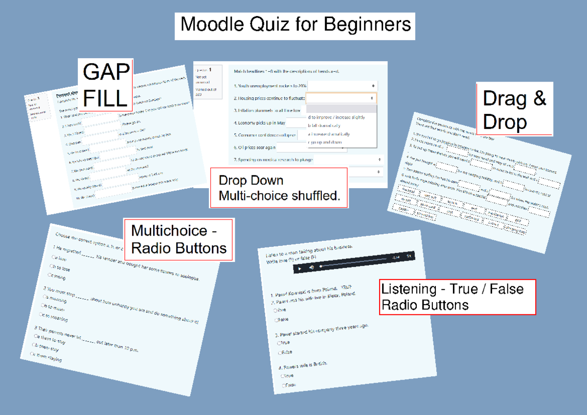 How to make a moodle quiz tips and, tuturial , questions , type ...