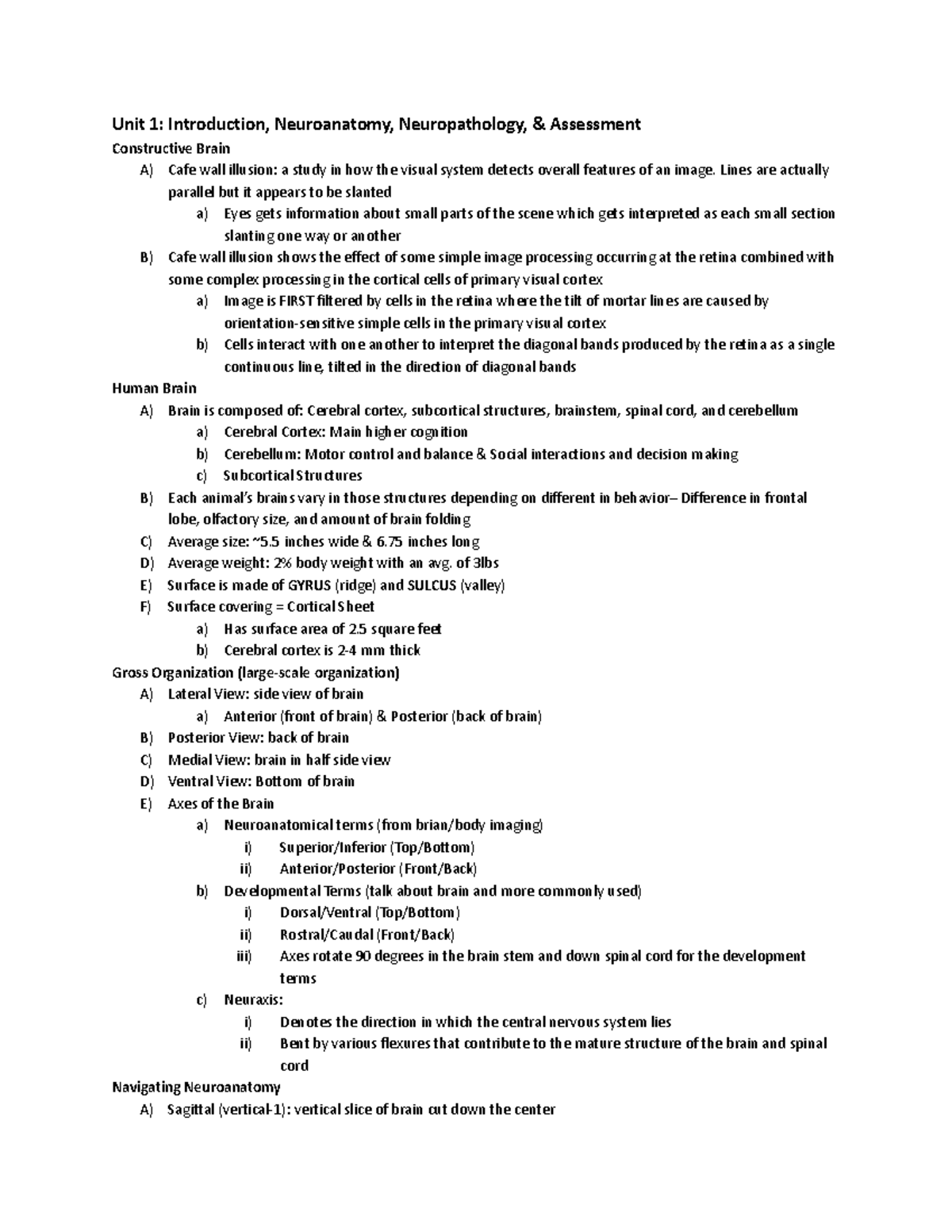 Psych 160D Notes: Professor Brewer - Unit 1: Introduction, Neuroanatomy ...