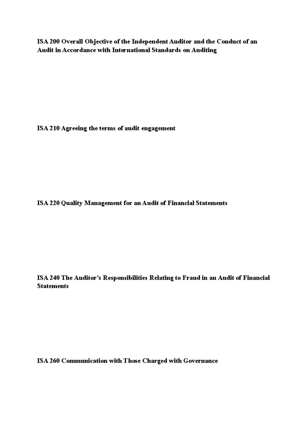 Standards List - ISA 200 Overall Objective of the Independent Auditor ...
