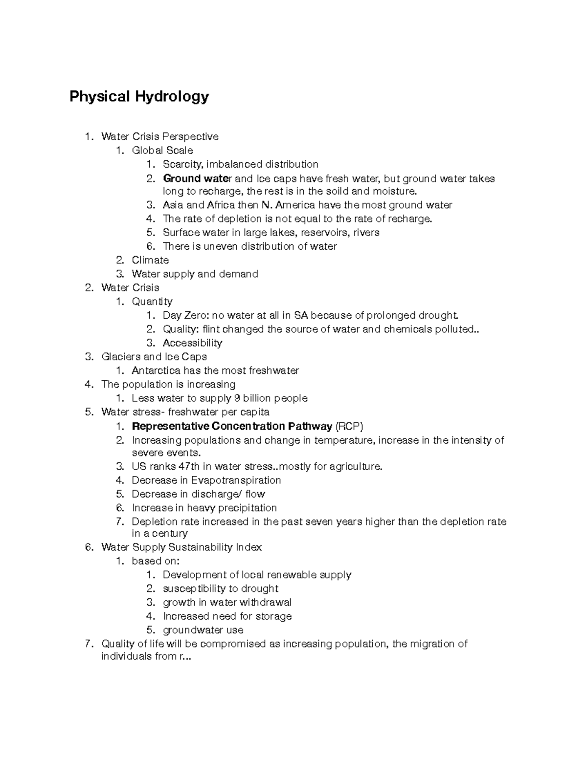 Physical Hydrology V - General reading summaries - Physical Hydrology ...