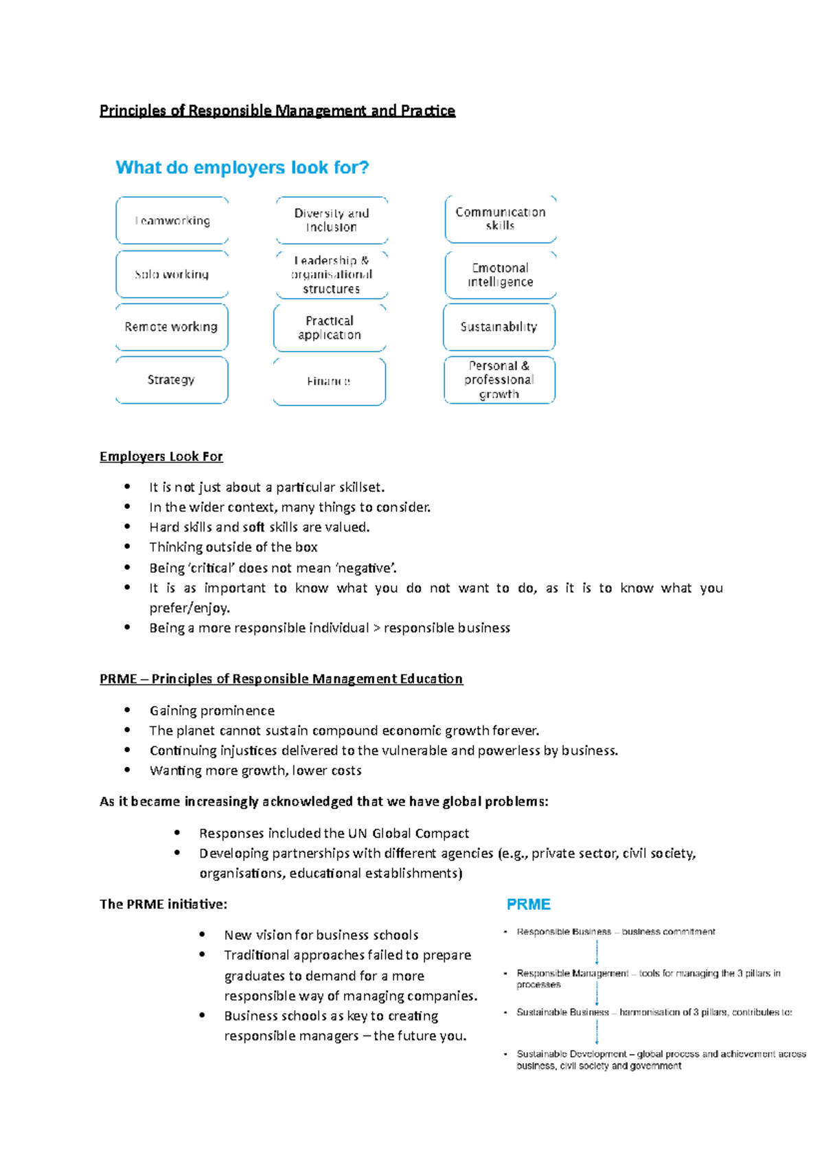 Principles of Management Notes 1 - SEM 2 - Principles of Responsible ...