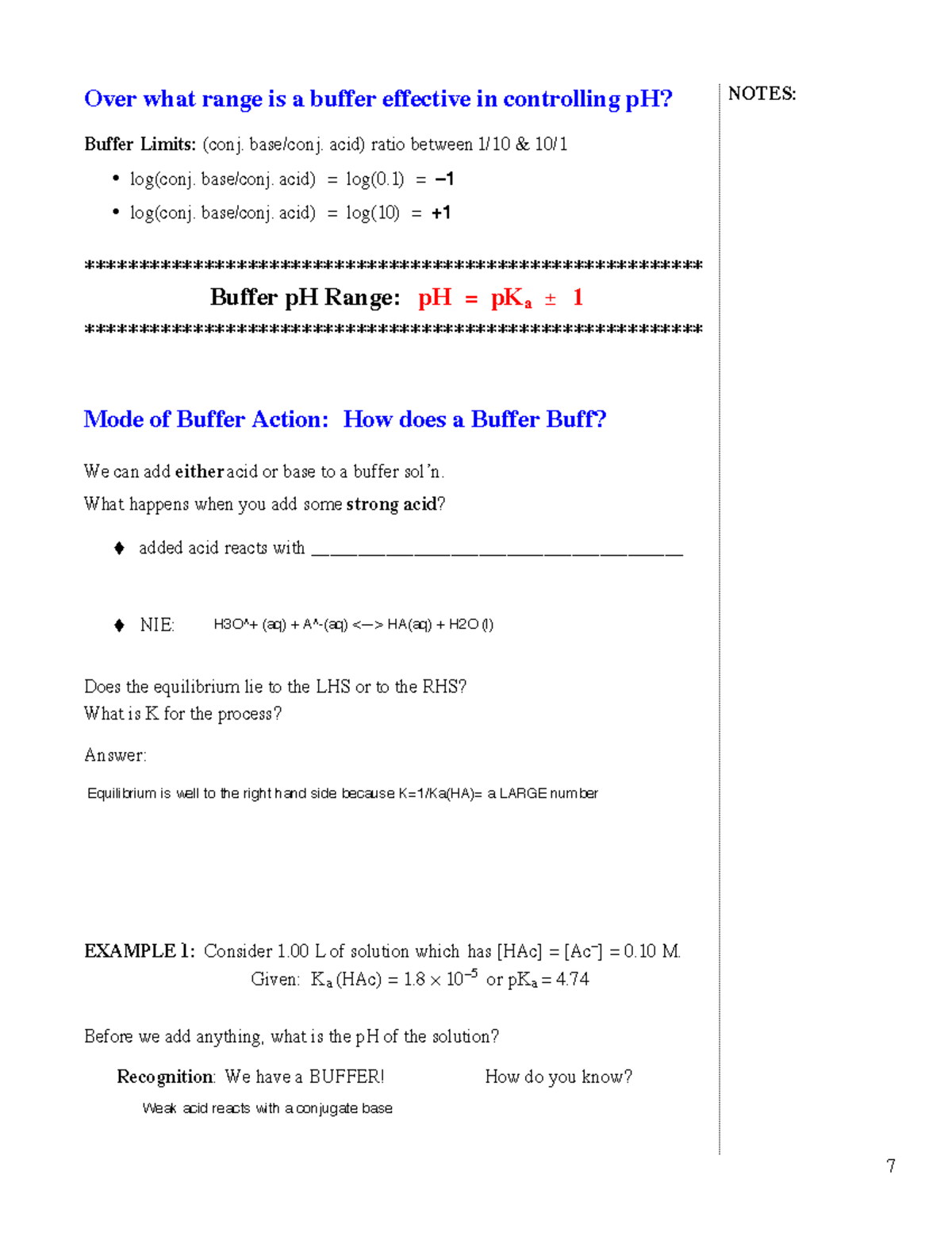 Aquesous Salt Solutions and Buffers (pdf) - Over what range is a buffer ...