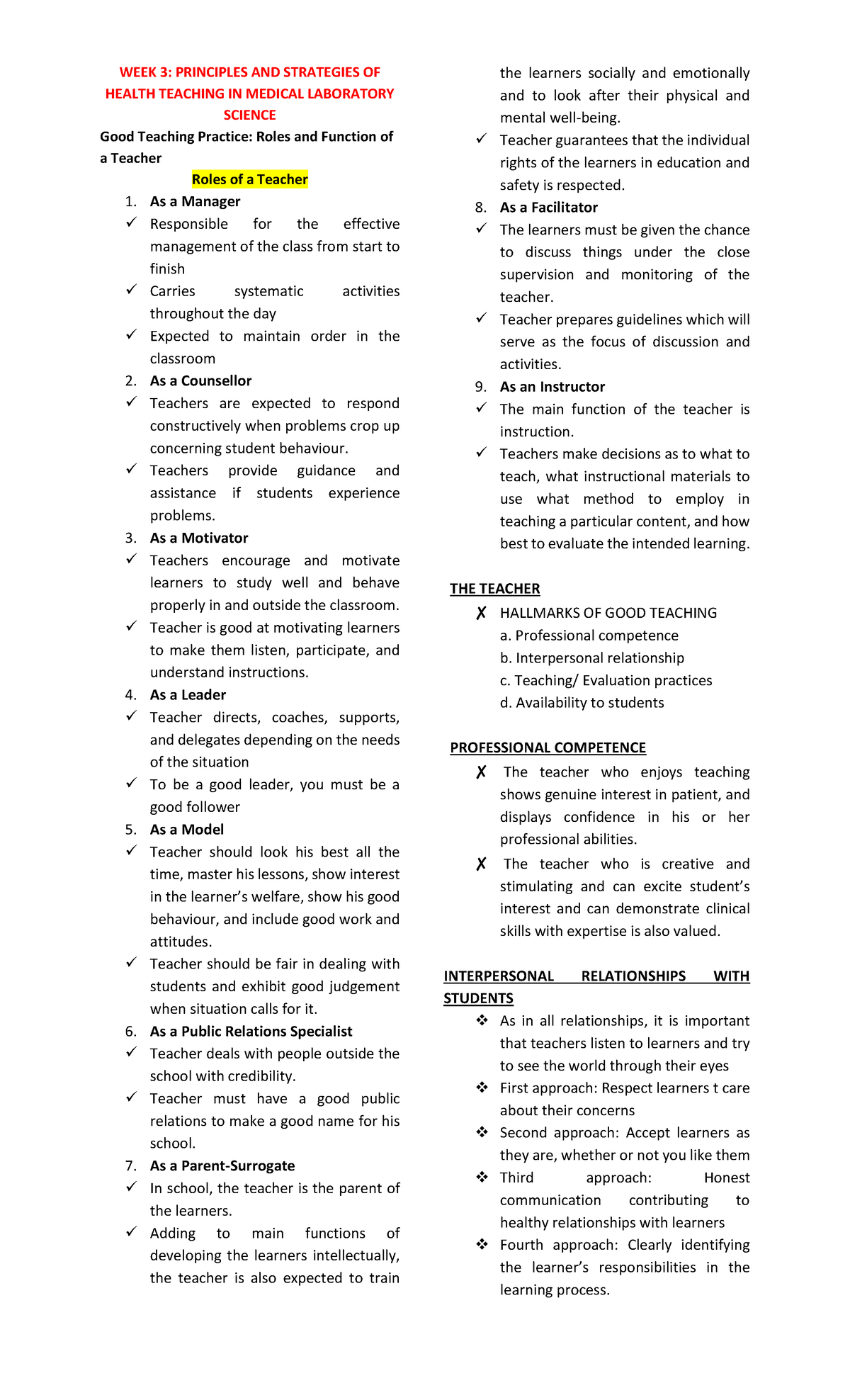 WEEK 3 Principles AND Strategies OF Health Teaching IN Medical ...
