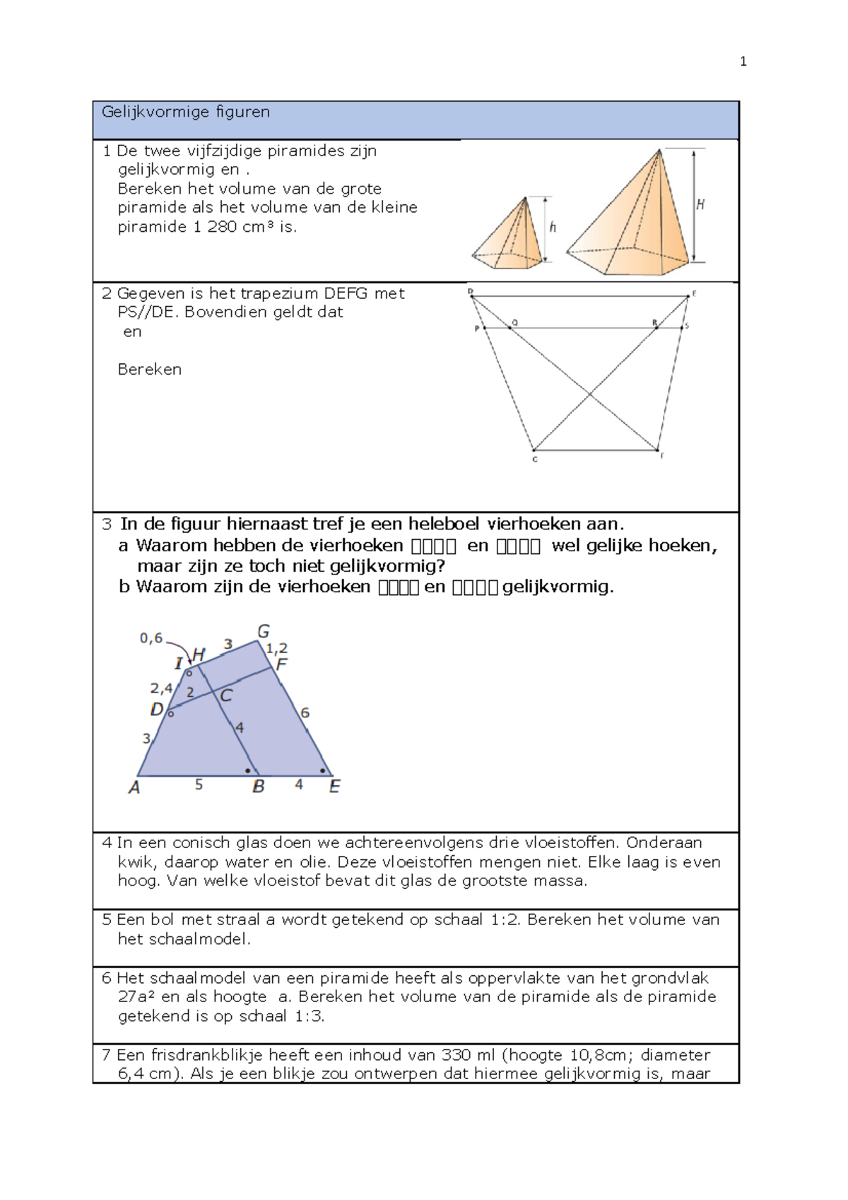 Gelijkvormige figuren - Bereken het volume van de grote piramide als ...