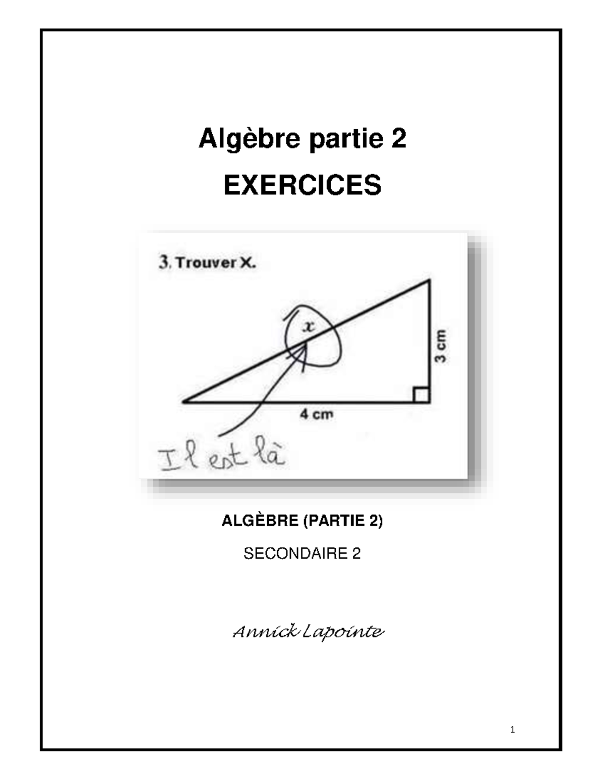 Exercices algèbre partie 2 - Algèbre partie 2 EXERCICES ALGÈBRE (PARTIE ...