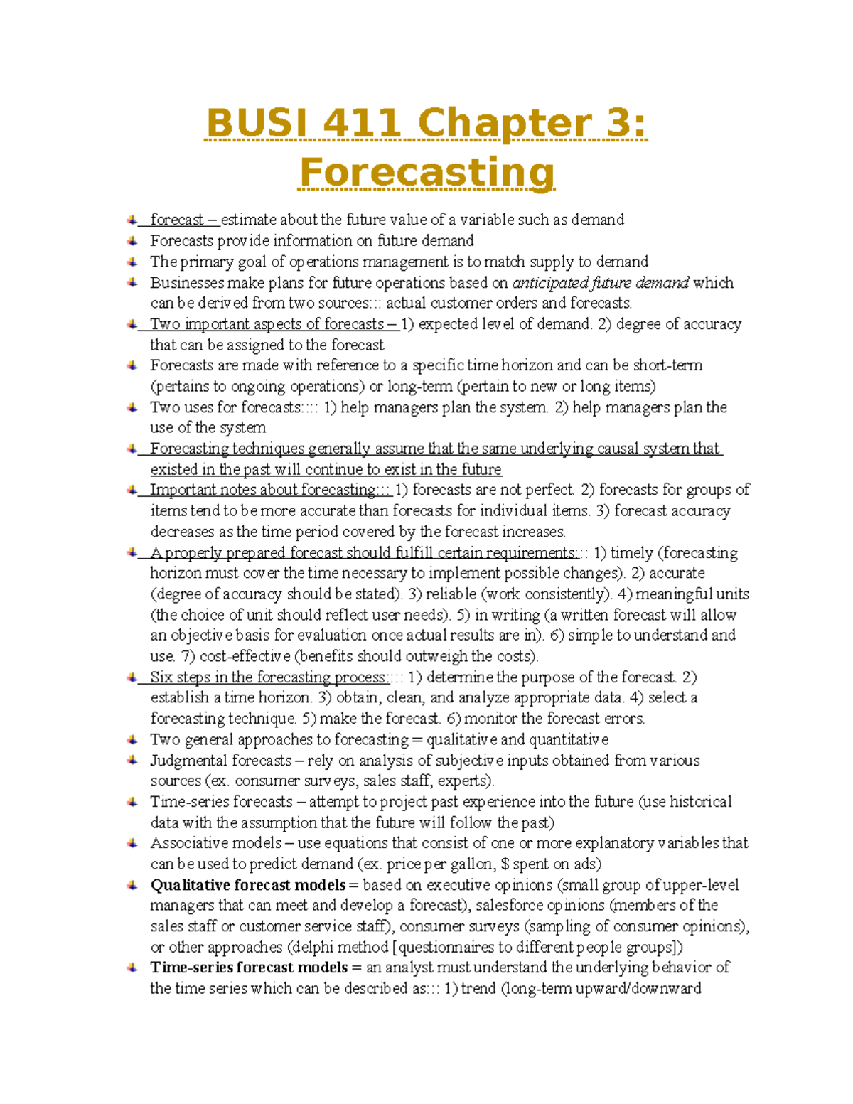 Chapter 3 forecasting - BUSI 411 Chapter 3: Forecasting forecast ...