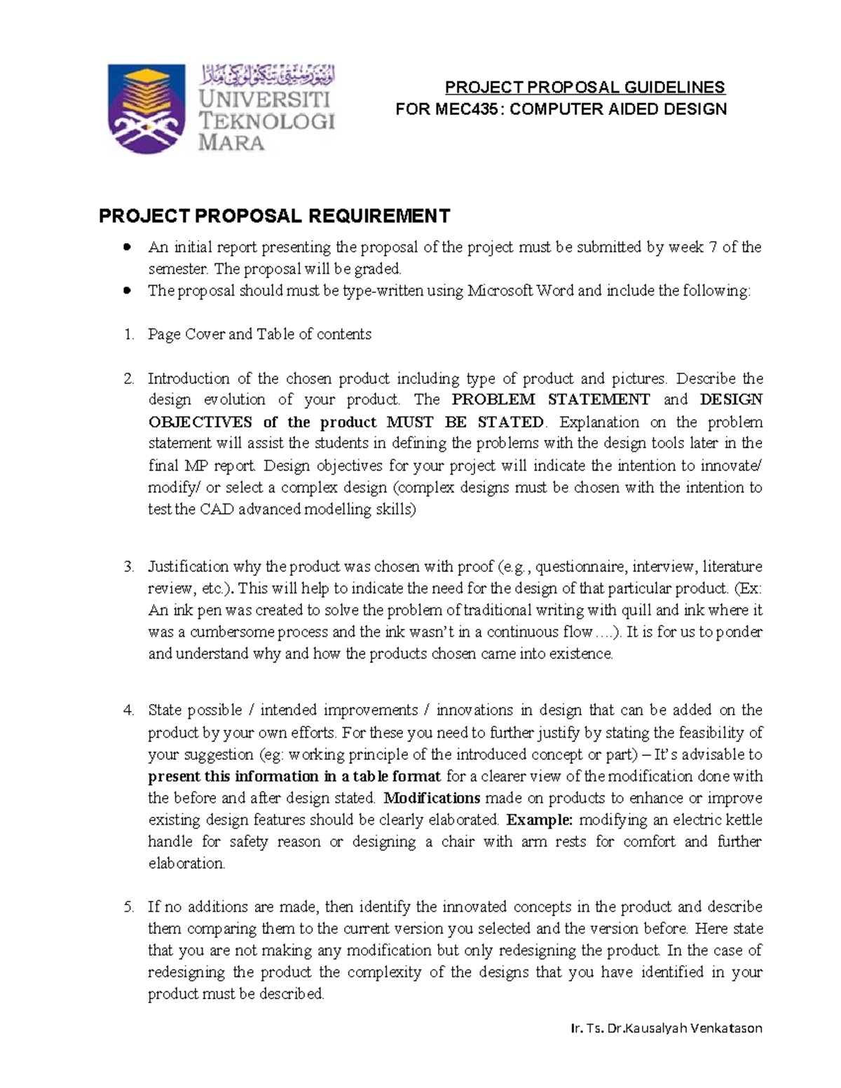 Project Proposal Guidelines Revised 04042021 - PROJECT PROPOSAL GUIDELINES FOR MEC435: COMPUTER ...