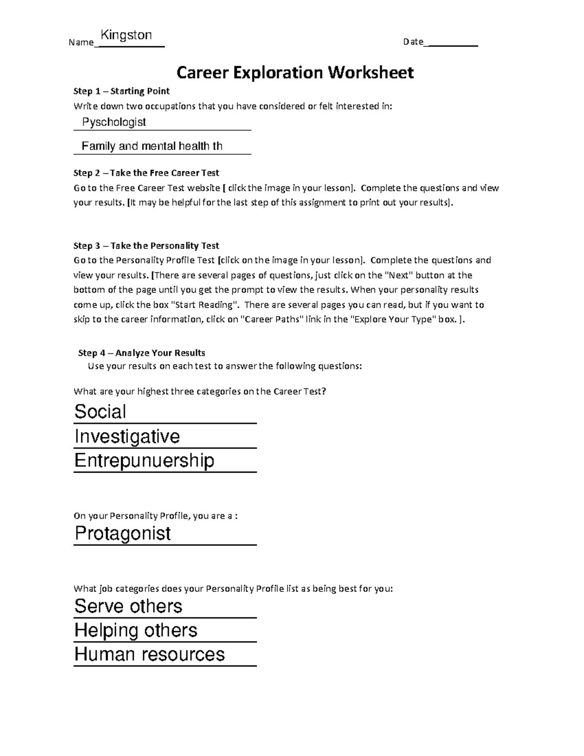 999999 - Name_ Date_ Career Exploration Worksheet Step 1 – Starting ...