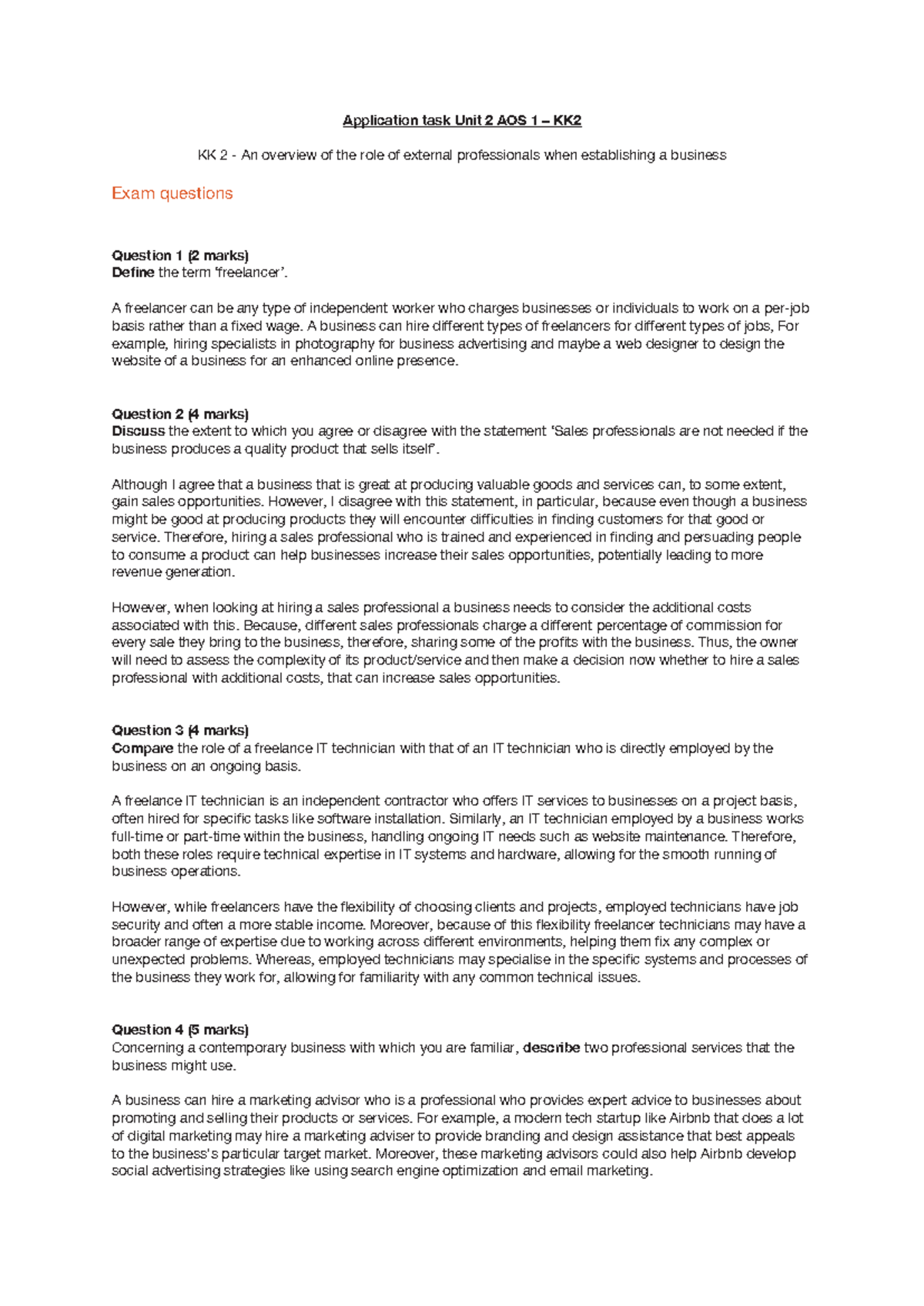 Application task Unit 2 AOS 1 KK2 - Application task Unit 2 AOS 1 – KK ...