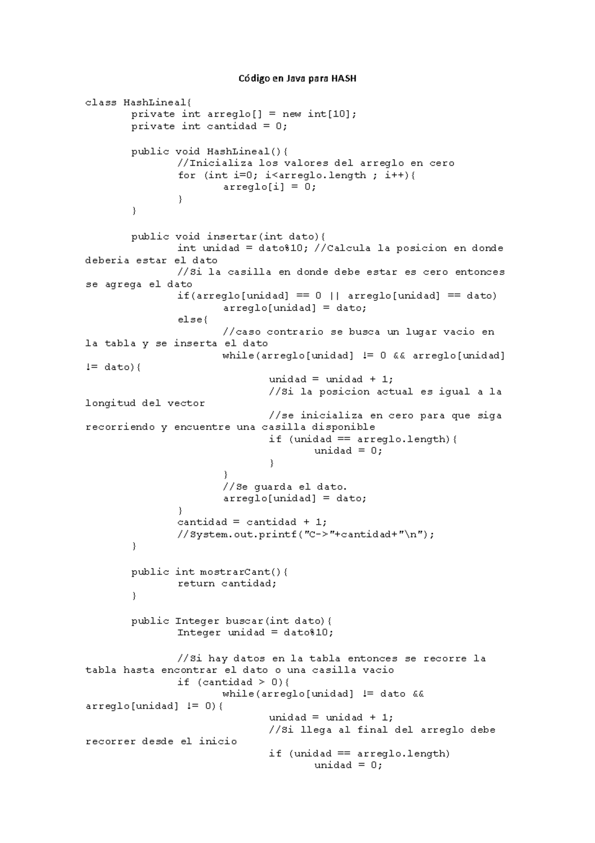 Hash - Código en Java para HASH - Código en Java para HASH class ...