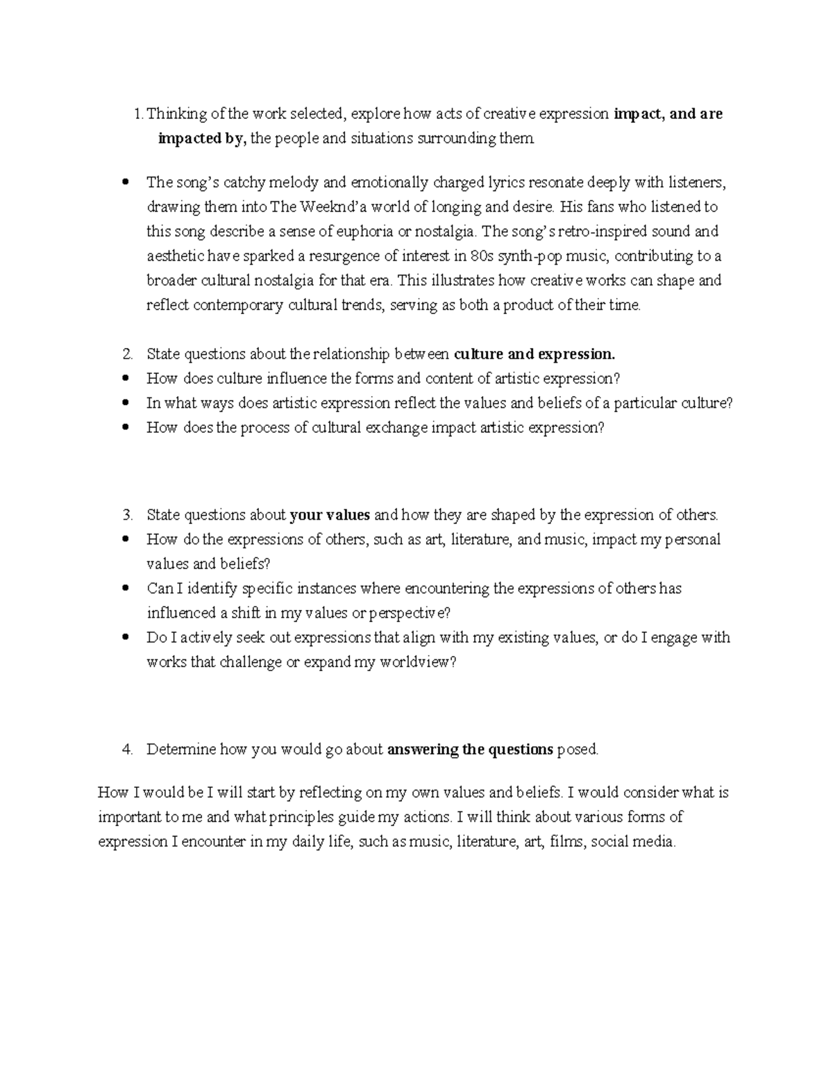 4-2 Project Draft - Thinking of the work selected, explore how acts of ...