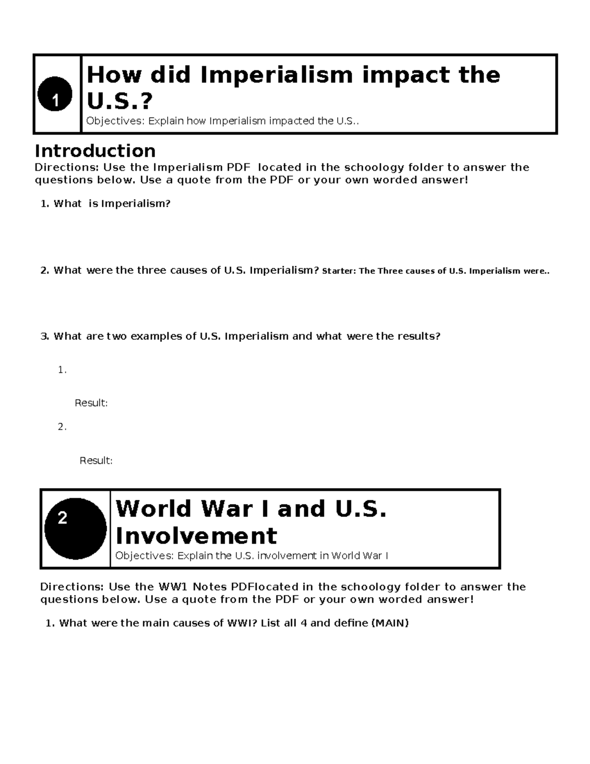 Imperialism and WWI Questions 2024 - How did Imperialism impact the U ...
