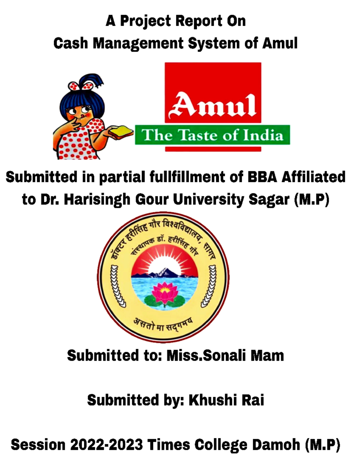 AMUL - A Project Report On Cash Management System of Amul ~tuul The ...