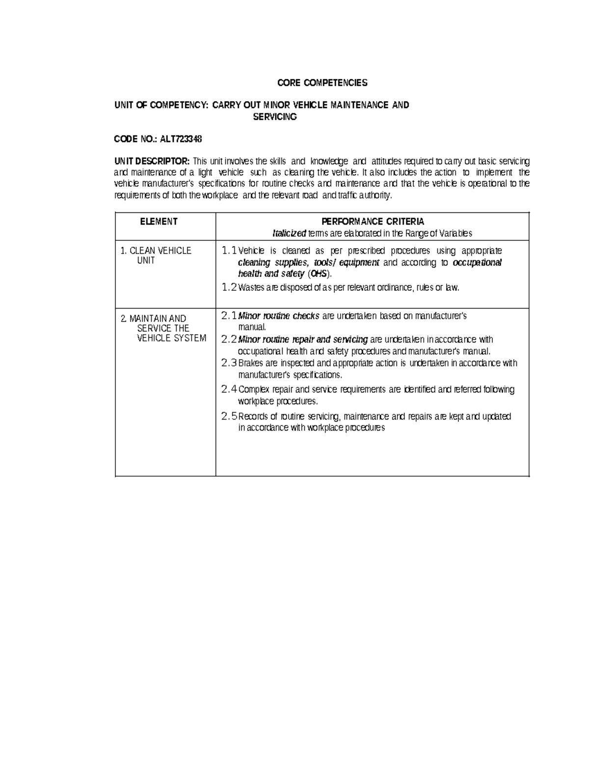 Driving NCII CORE 1 TR - Regulations - CORE COMPETENCIES UNIT OF ...