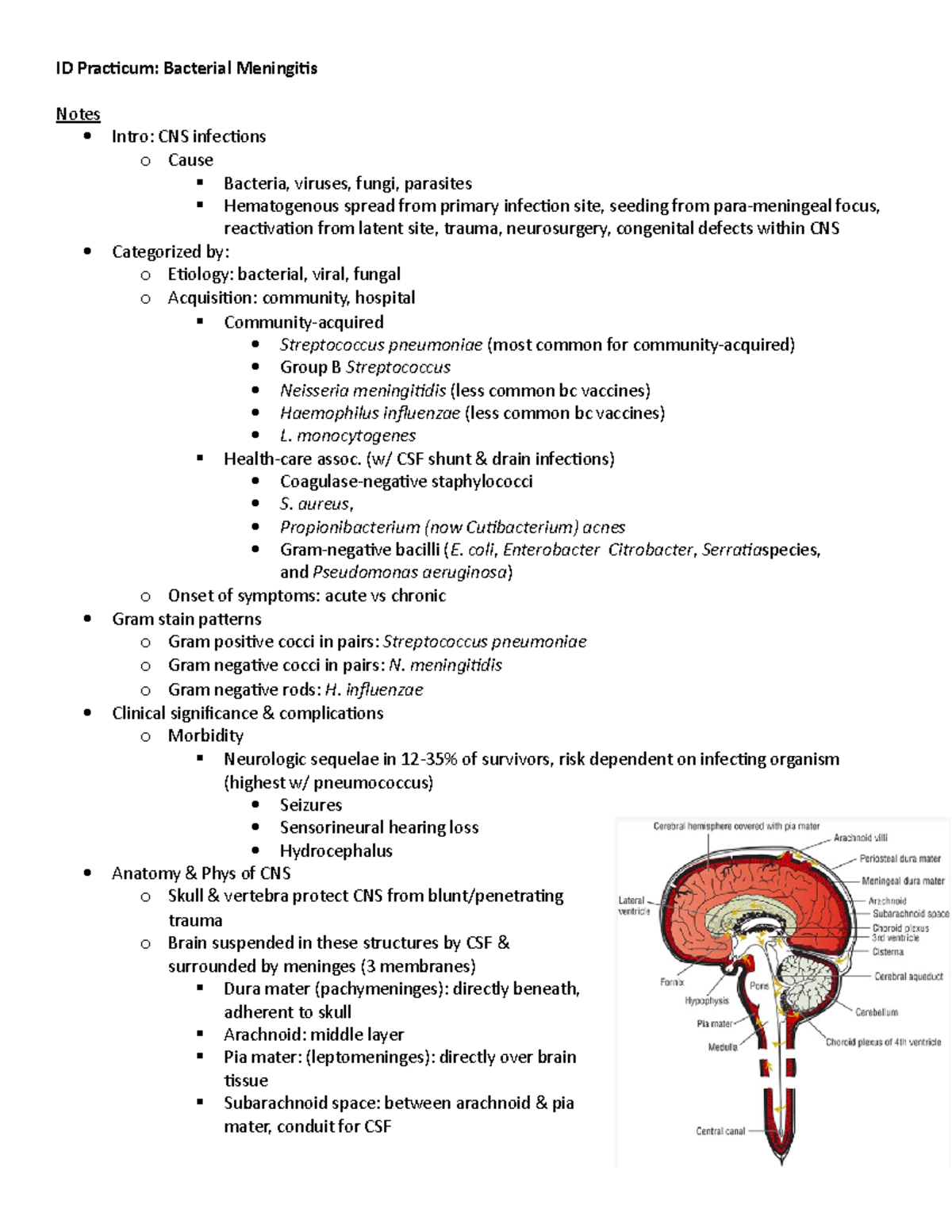 ID Practicum - Bacterial Meningitis - ID Practicum: Bacterial ...