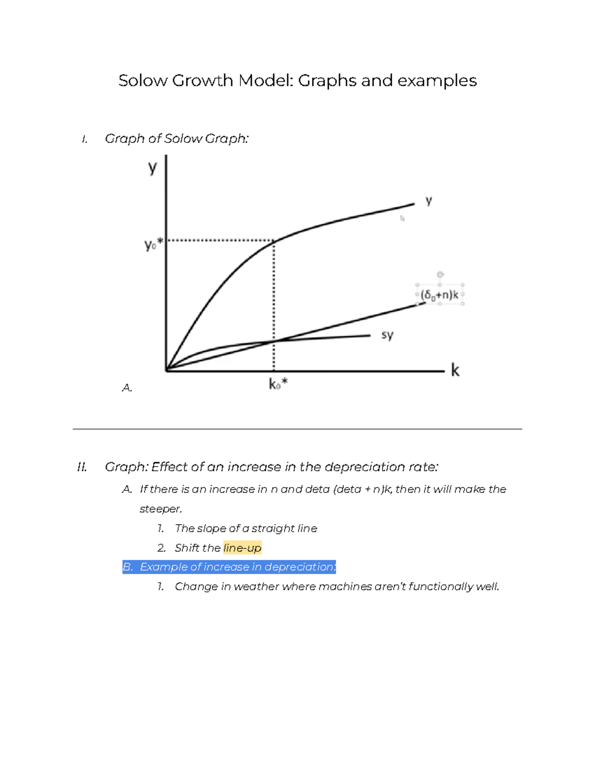 ECON 100A Ch 8 Solow Growth Model - Solow Growth Model: Graphs and ...