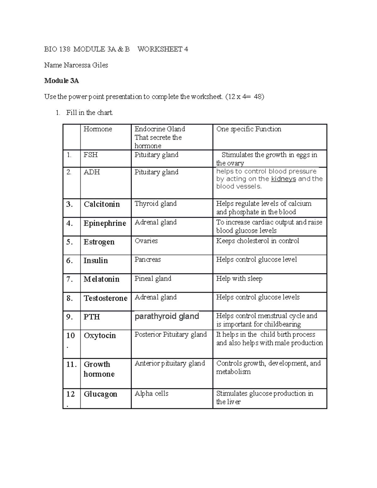 BIO 138 Module 3A-B Worksheet 4 - BIO 138 MODULE 3A & B WORKSHEET 4 ...