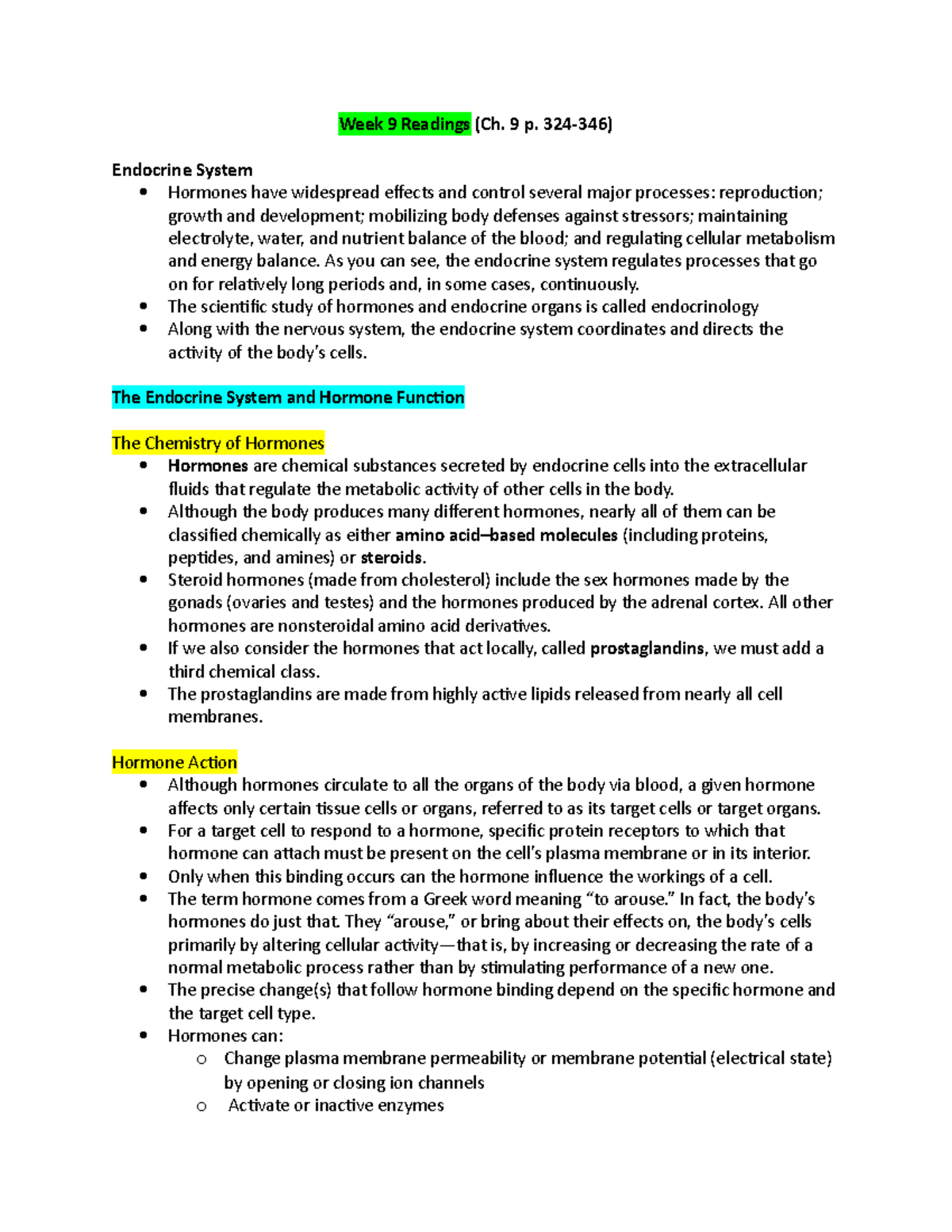 Week 9 Readings - weekly course notes - Week 9 Readings (Ch. 9 p. 324 ...