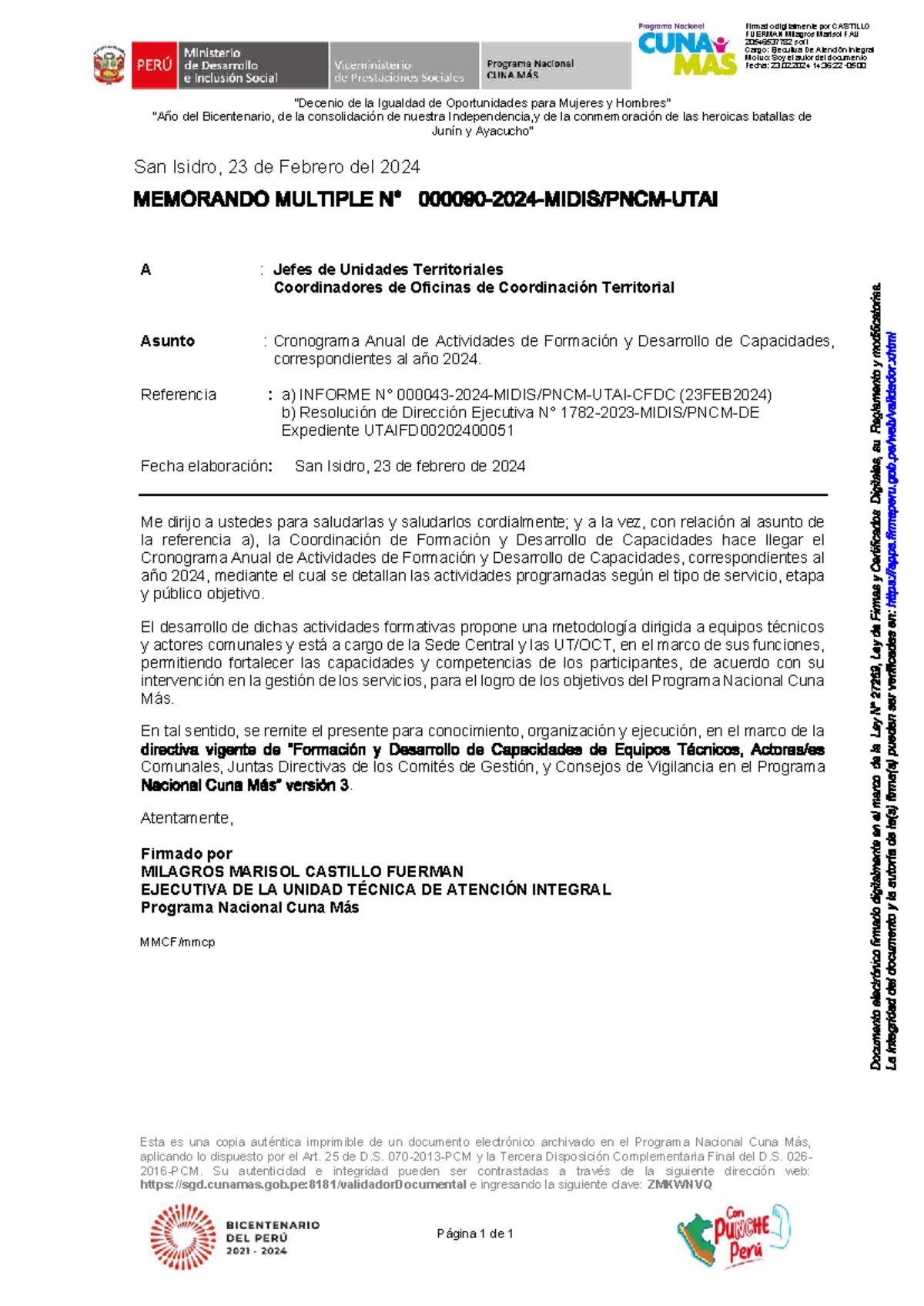 Memorando Multiple-000090-2024-UTAI - "Decenio de la Igualdad de Oportunidades para Mujeres y ...
