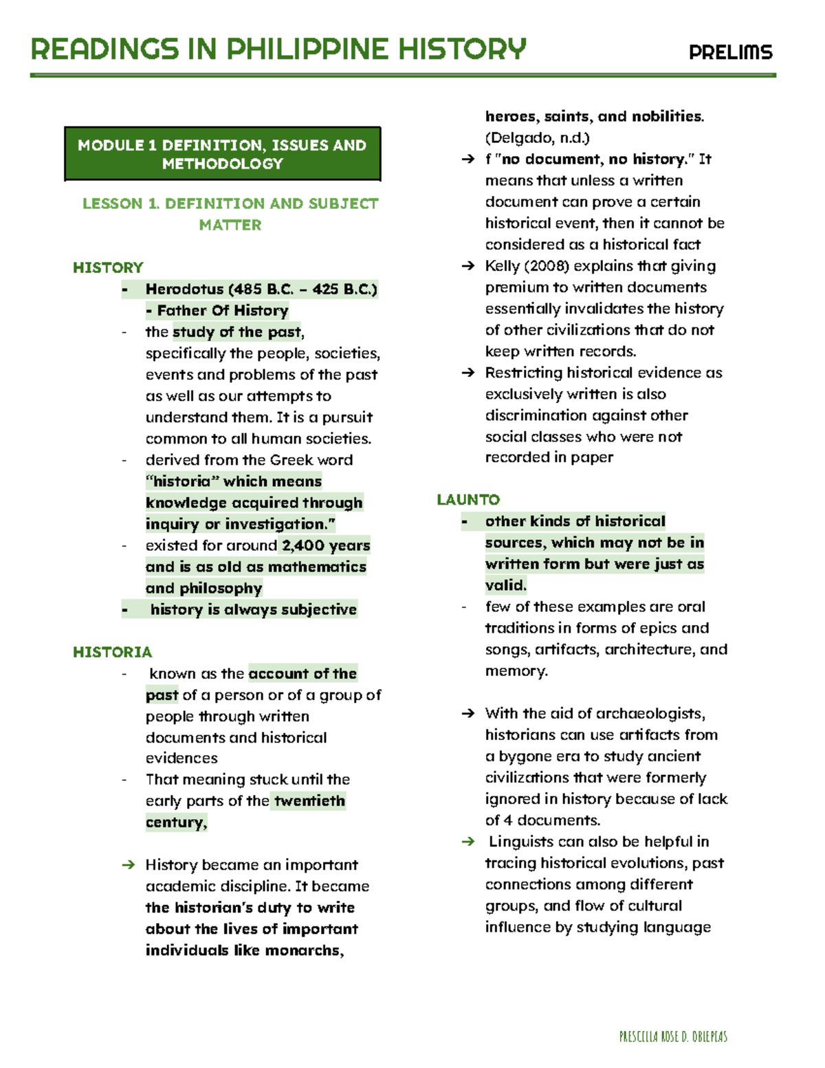 RPH GE2 prelims - none - LESSON 1. DEFINITION AND SUBJECT MATTER ...