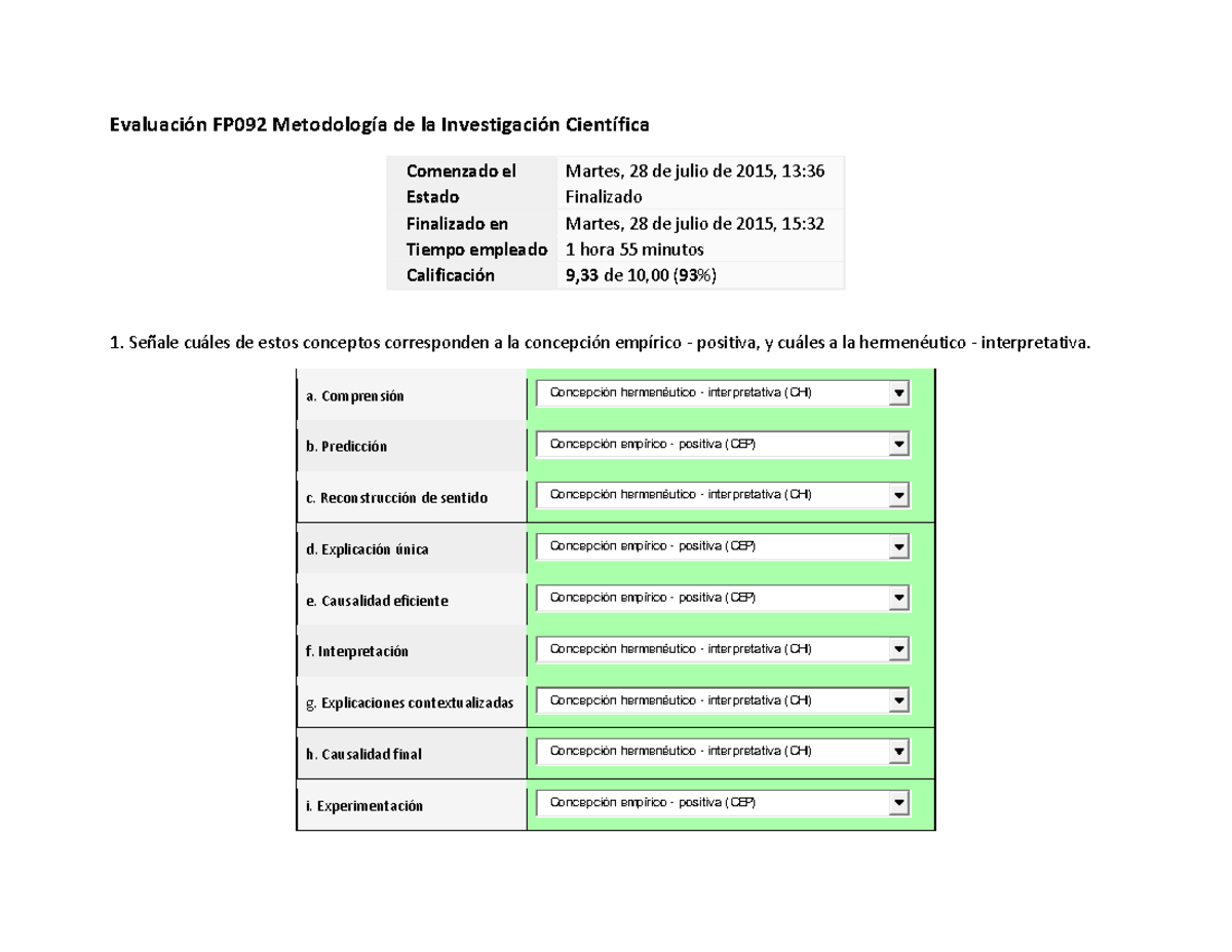 396122510 Examen FP092 Met Inv pdf - Evaluación FP092 Metodología de la Investigación Científica ...
