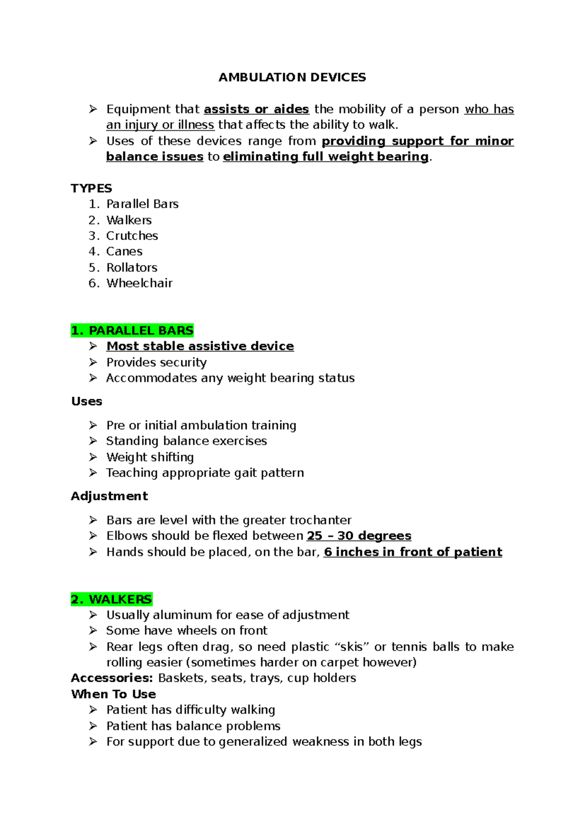 05. Ambulation Devices - AMBULATION DEVICES Equipment that assists or ...