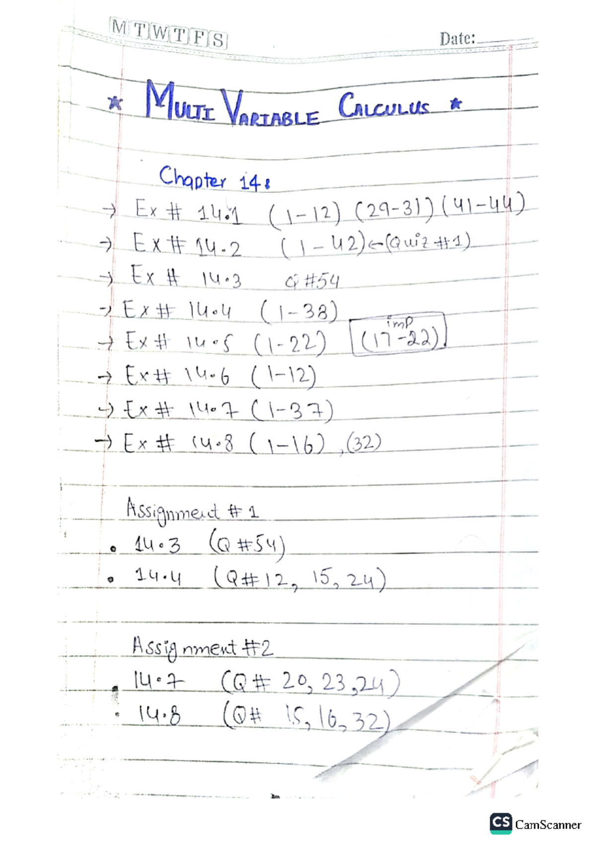 MVC Thomas Calculus Exercise 14.1 - 14.8 Notes - Multivariable Calculus ...