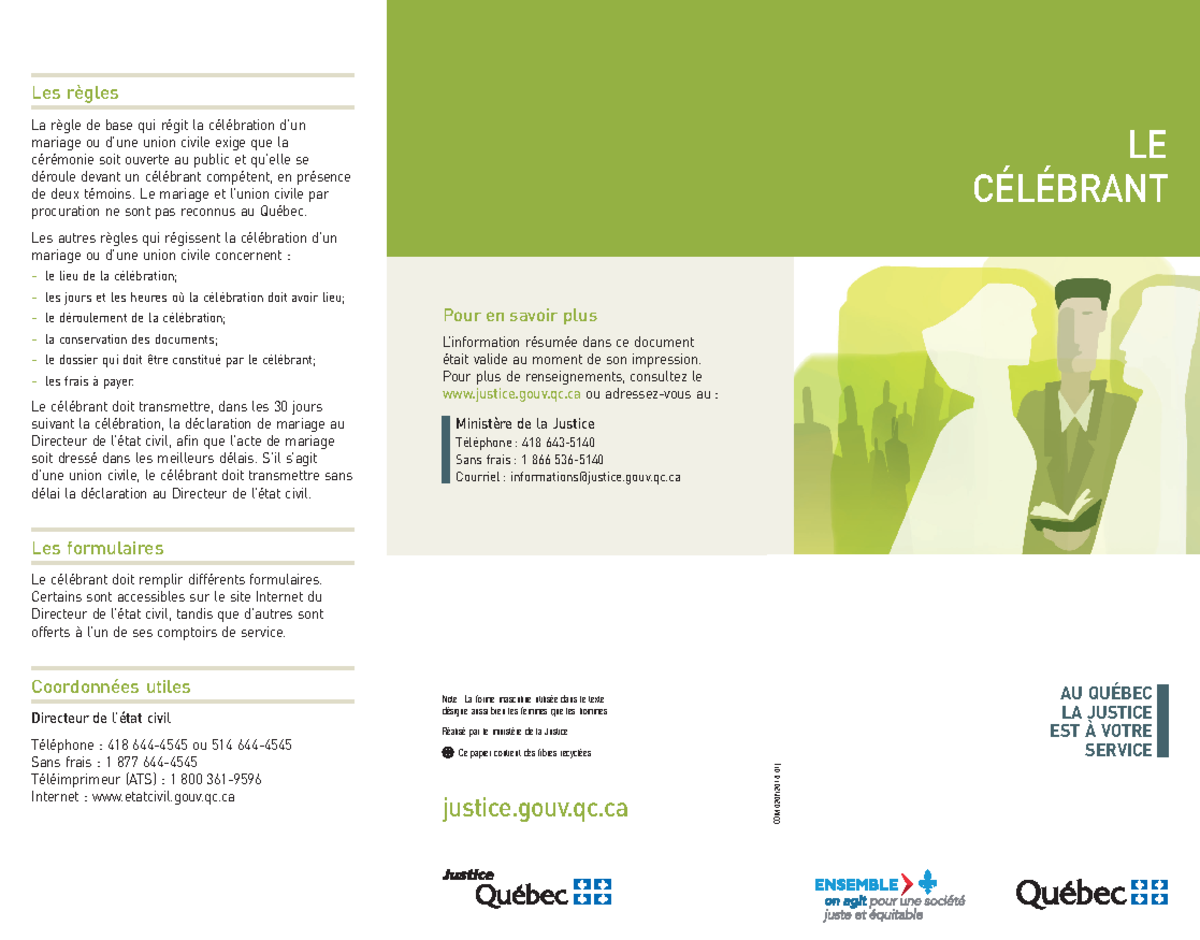 DB22 Celebrant - Dépliant qui résume la célébration du mariage. - LE ...