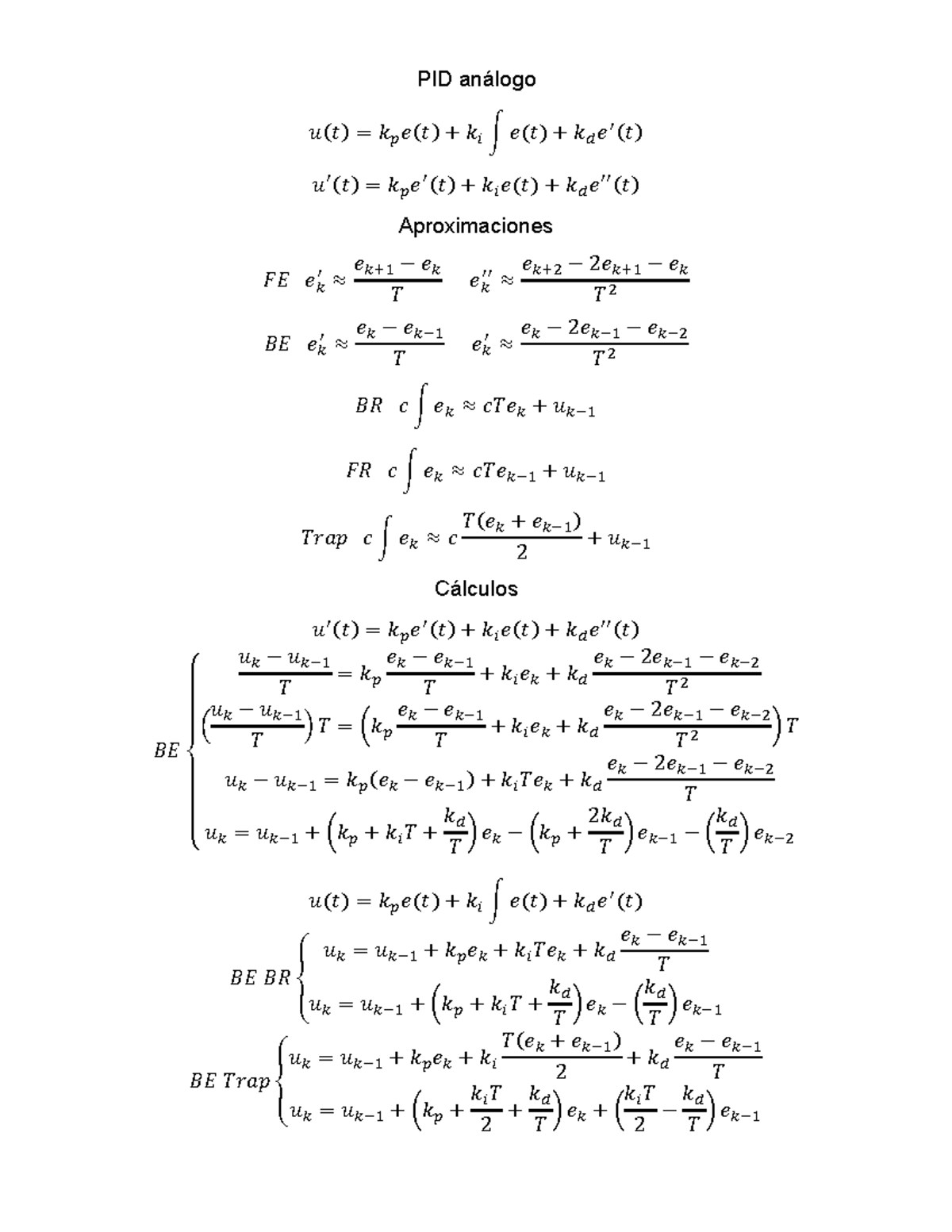 PID digital por Backward Euler - PID análogo 𝑢(𝑡) = 𝑘 𝑝 𝑒(𝑡) + 𝑘 𝑖 ∫ 𝑒 ...
