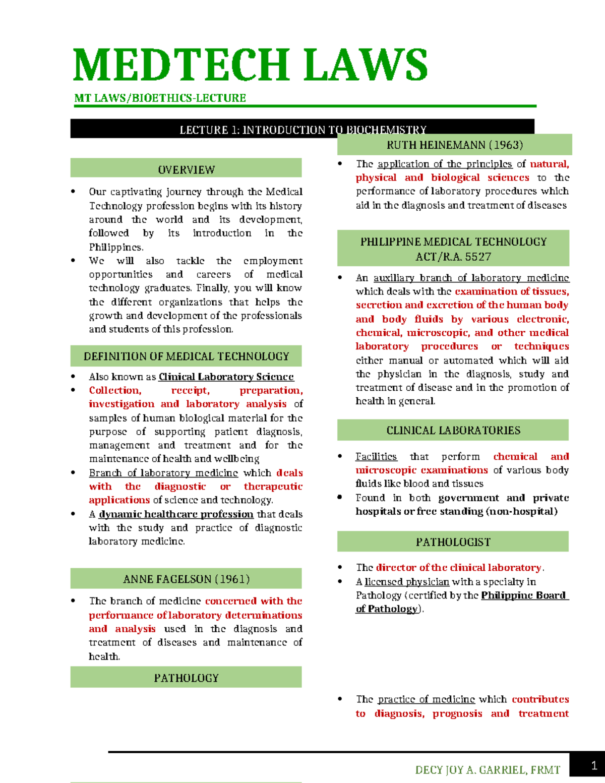 Medtech LAWS Review Notes - MT LAWS/BIOETHICS-LECTURE Our captivating ...