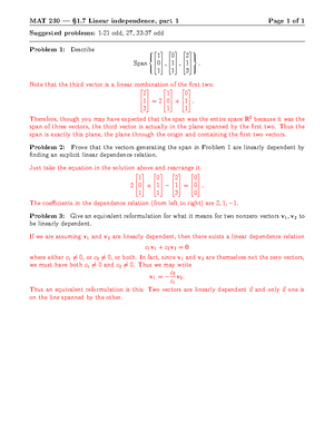 Quiz 9, Solutions - MAtrix algebra quiz with answers - MAT 230 Name ...