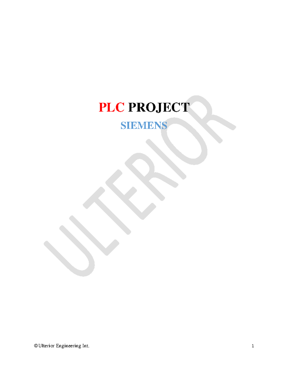 PLC Project - PLC Related - PLC PROJECT SIEMENS CONTENTS Equipment List ...