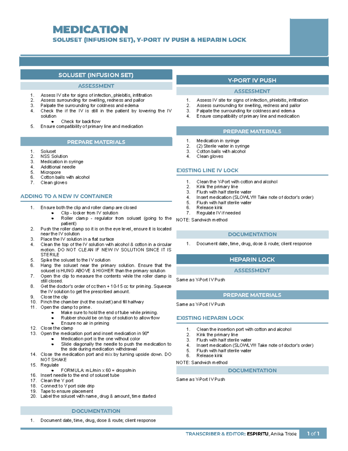 Medication Administration for Nursing - MEDICATION SOLUSET (INFUSION ...