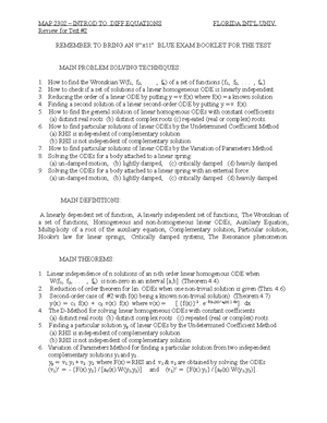 MAP 2302 SYL - MAP 2302 DIFFERENTIAL EQUATIONS INFORMATION SHEET (Jan ...