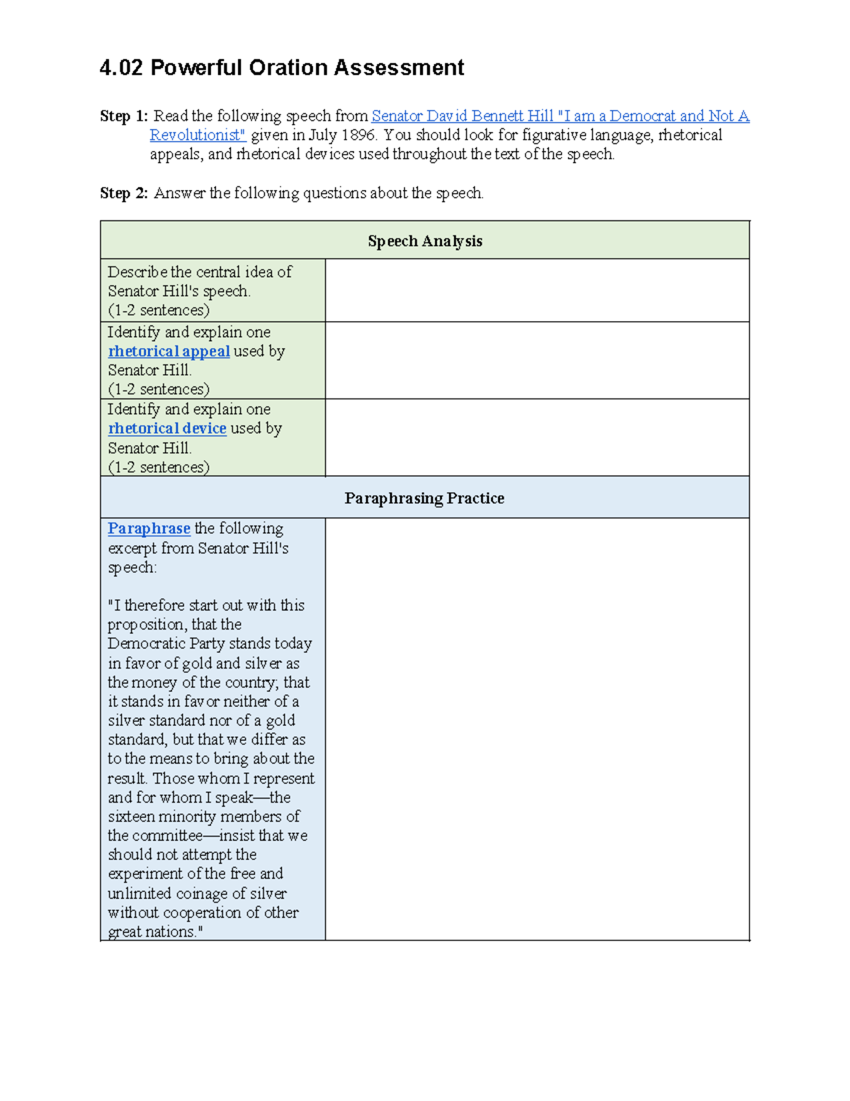 4.02 Powerful Oration Assessment - 4 Powerful Oration Assessment Step 1 ...