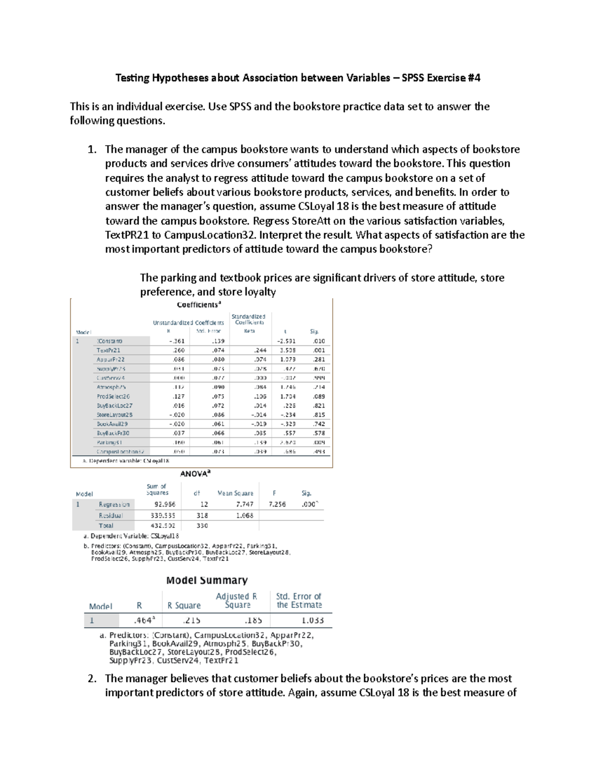 SPSS Exercise #5 - spss assignmenets - Testing Hypotheses about ...