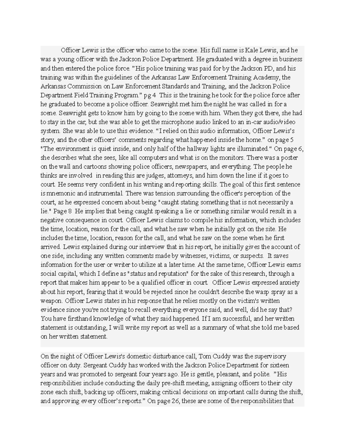 Police report Analysis - Officer Lewis is the officer who came to the ...