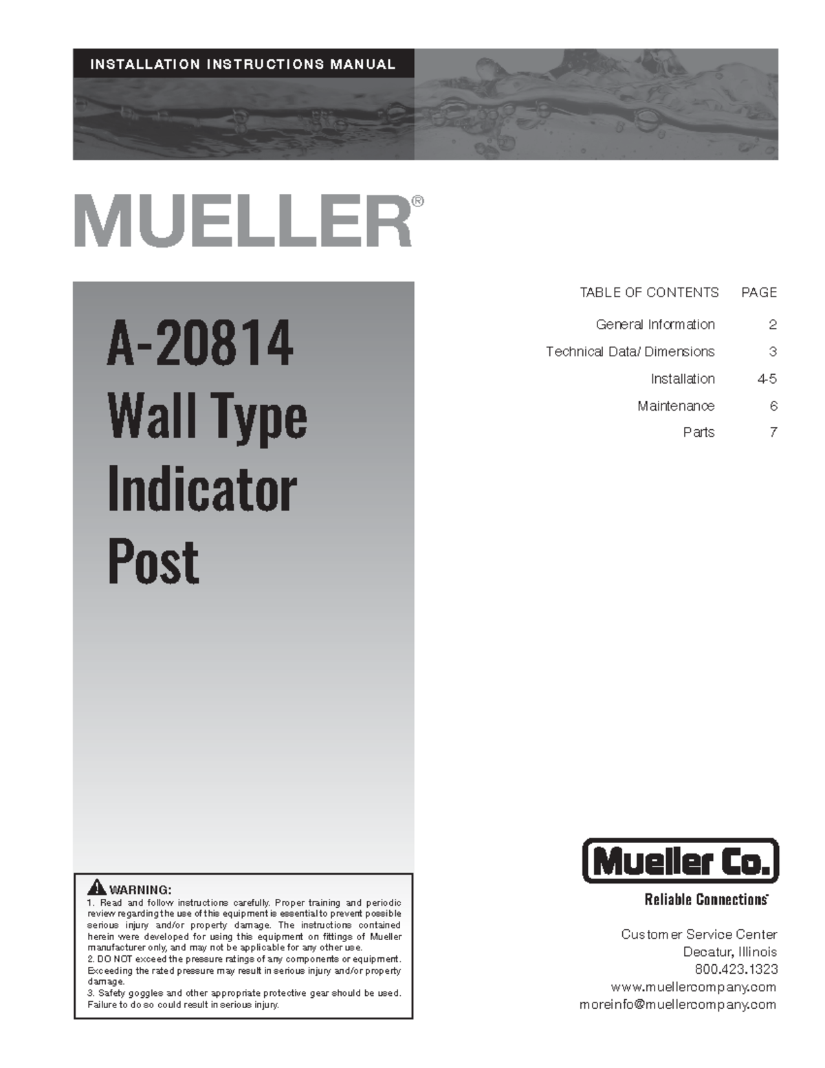4.Wall Type Indicator Post A-20814 Mueller manual - MUELLER ...