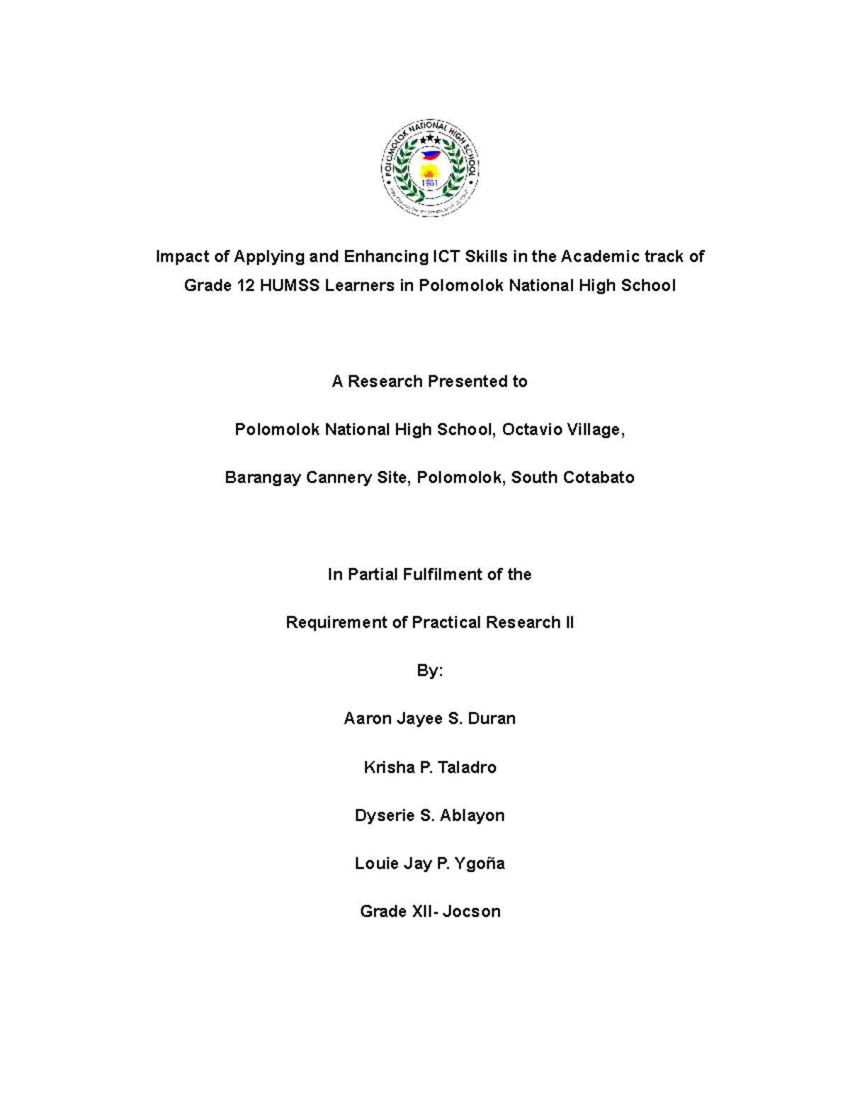 3Is ICT - ASSIGNMENT - Impact of Applying and Enhancing ICT Skills in ...