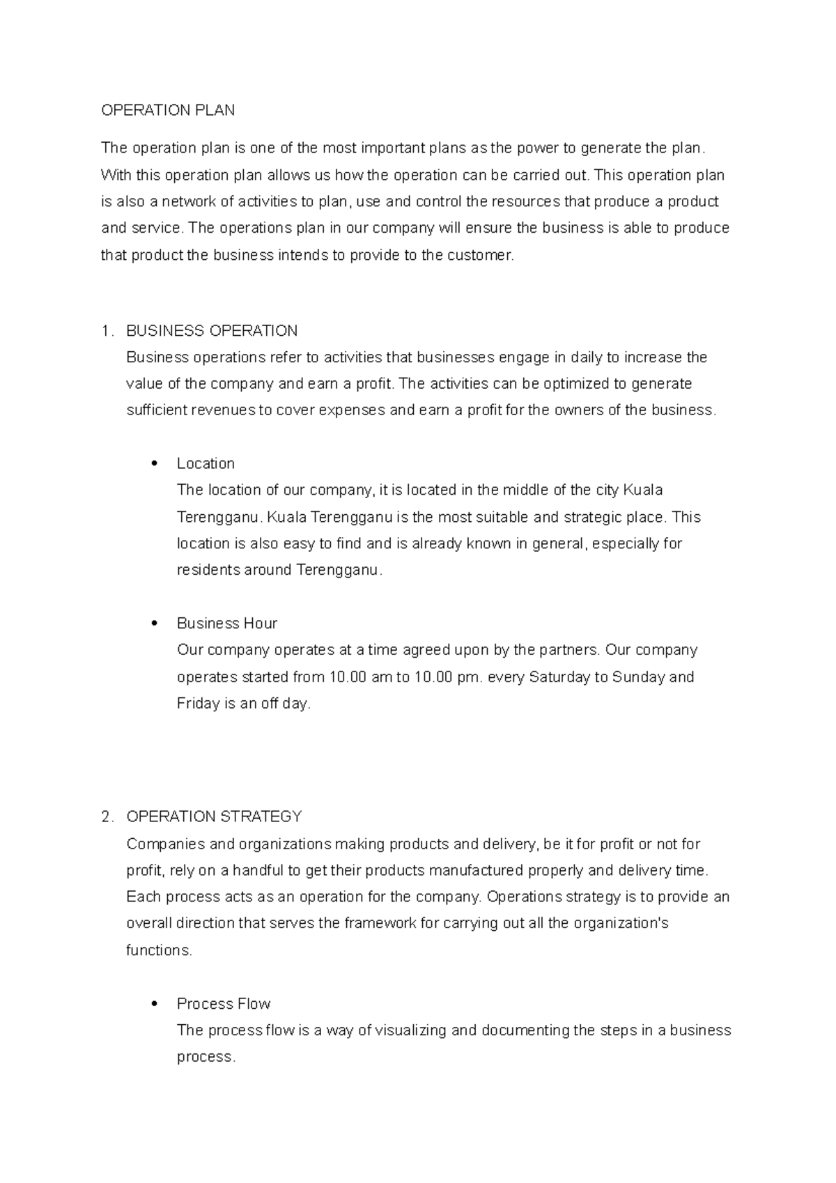 Operation PLAN - nothing - OPERATION PLAN The operation plan is one of ...