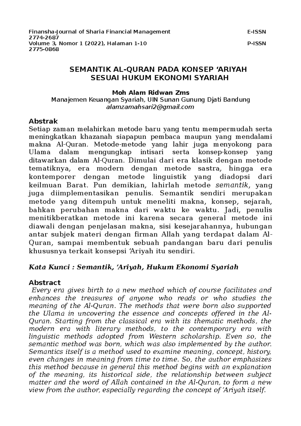Jurnal MOH ALAM Ridwan ZMS 1229230130 - Finansha-Journal of Sharia ...