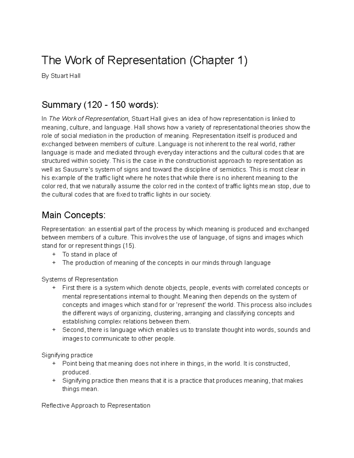 COMM 10 Readings - Google Docs - The Work of Representation (Chapter 1 ...